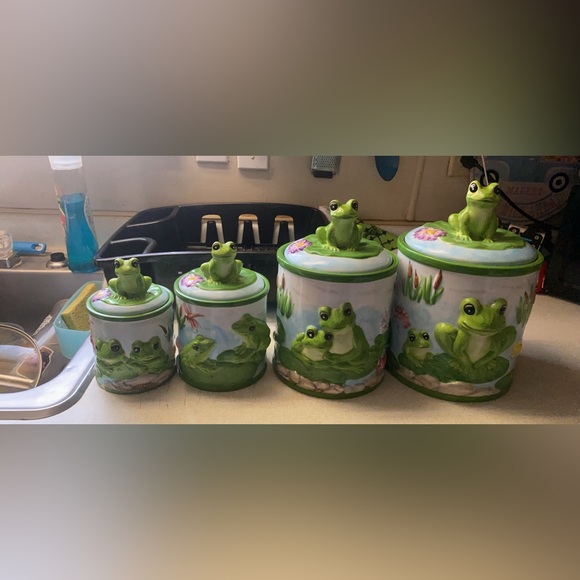 Kitchen | Vintage Frog Canistersporcelain Jars | Poshmark